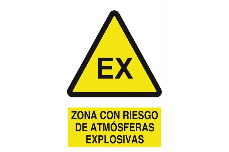 Señal advertencia pictorama y texto - zona riesgo atmósfera explosiva ...