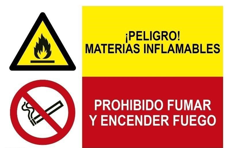 Señal combinada peligro materias inflamables y prohibido fumar — RacNet