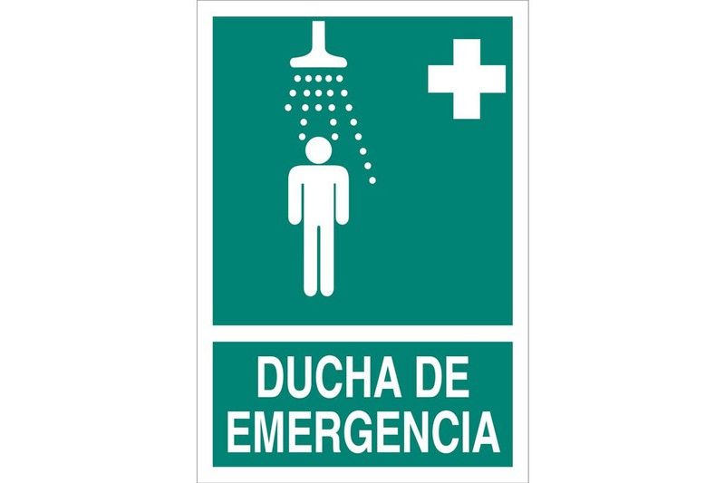 Señal de evacuación pictorama y texto - ducha de emergencia — RacNet Señal de evacuación pictorama y texto - ducha de emergencia — RacNet
