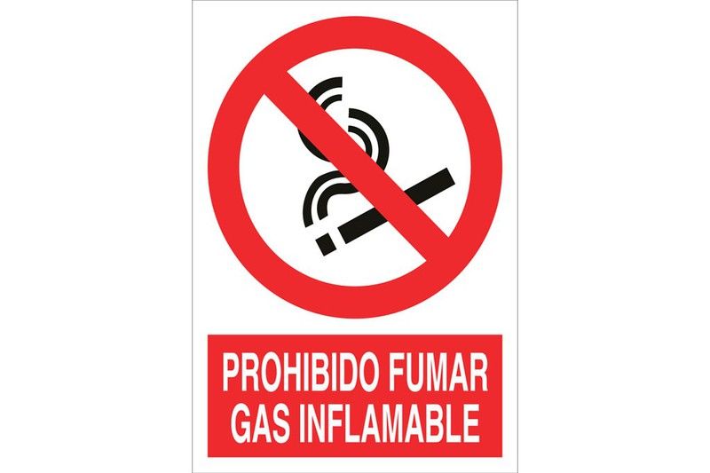 Señal prohibido pictograma y texto - prohibido fumar gas inflamable ...